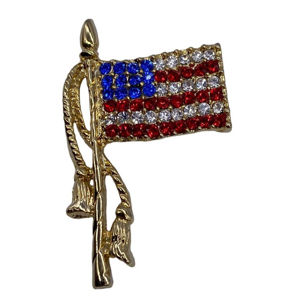 Unbranded | Jewelry | Vintage 4th July Rhinestone Usa American Flag ...